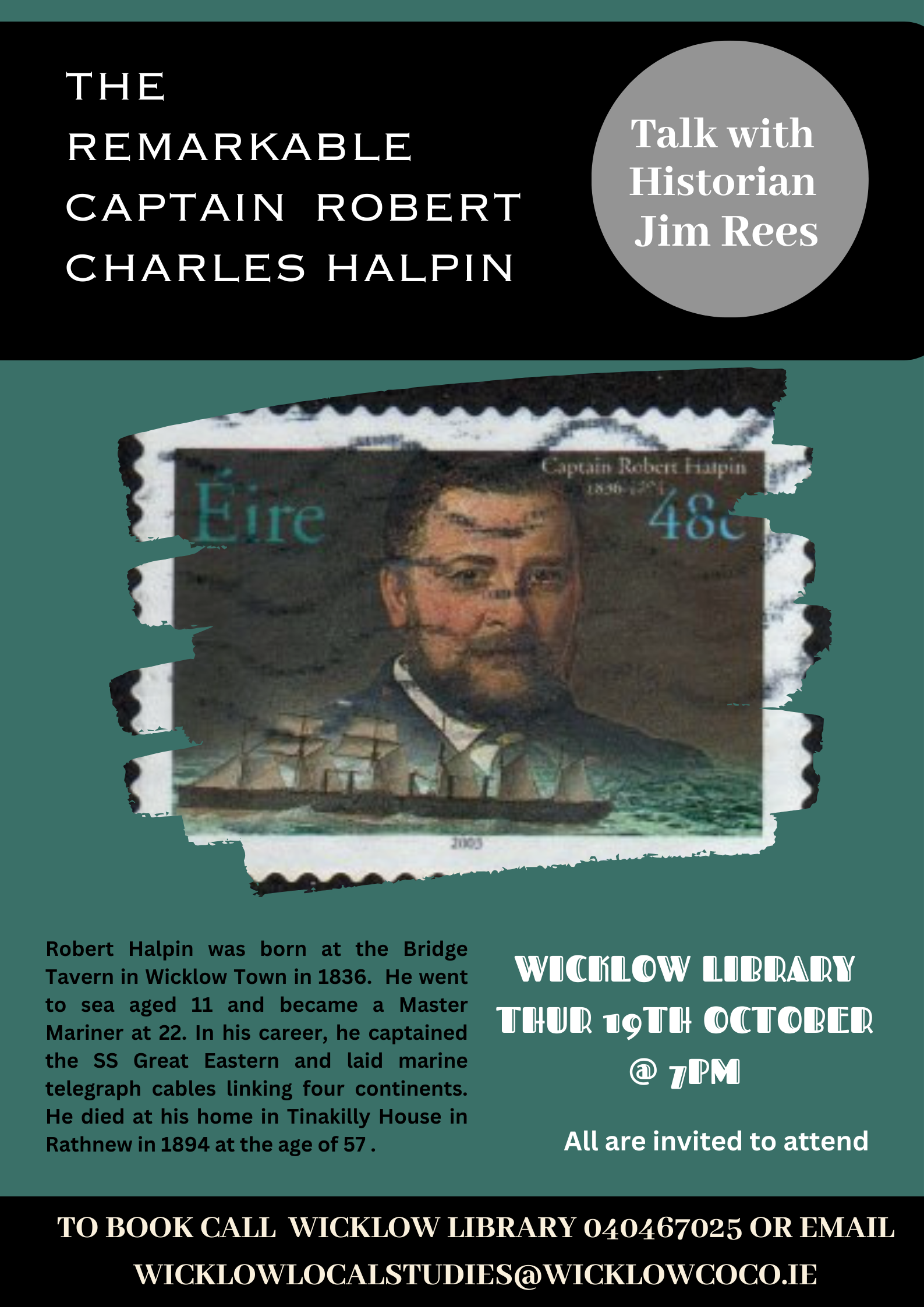 Robert Halpin talk in Wicklow Library 19th October 2023 @ 7pm - County ...